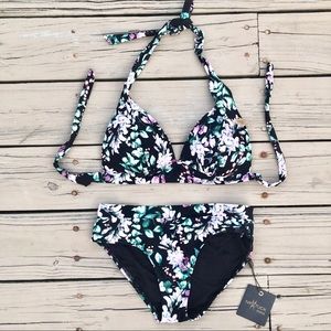 Nip Tuck | Swim | Nip Tuck Black Floral Bikini Two Piece Swimsuit ...